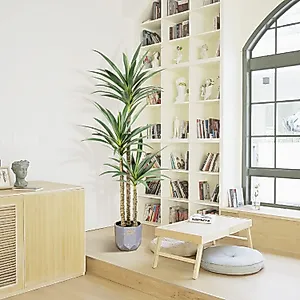 Waoops Artificial Tree 5.3Ft Faux Agave Plant with 3 Heads in Plastic Pot Fake Tree for Home Decor Indoor or Outdoor Office Decoration Housewarming Gift