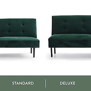 Edenbrook Gilman Futon - Futon Sofa Bed - Futon Couch - Small Futon - Living Room Furniture - Armless Sofa Bed Couch - Sleeper Sofa - Green Velvet Futon, Deluxe