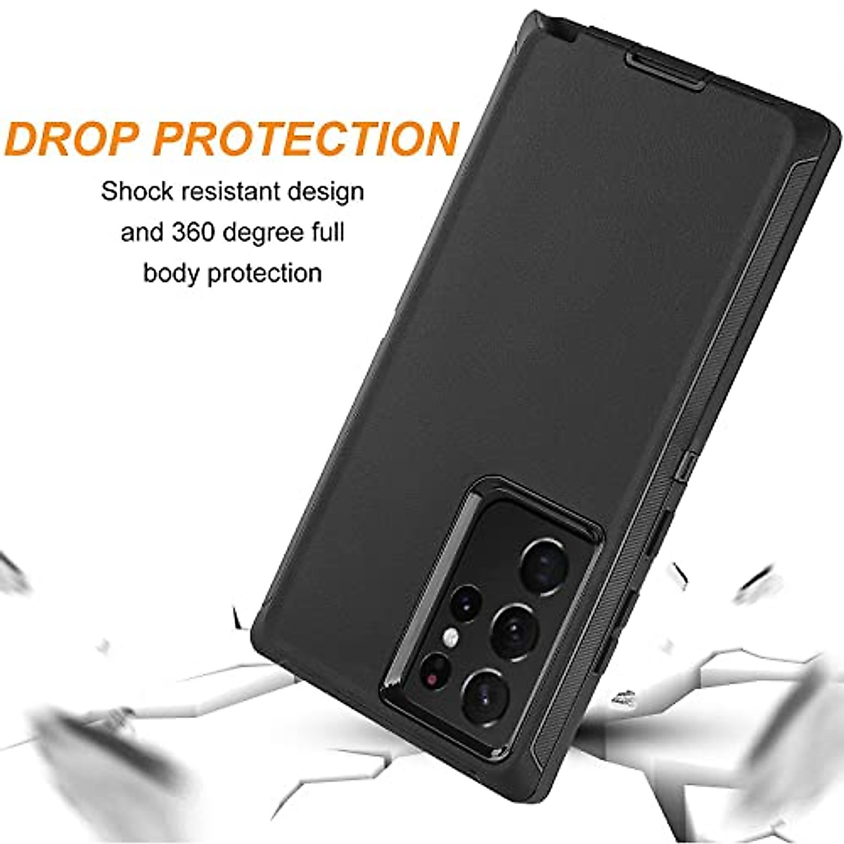 Case for Samsung Galaxy S23 Ultra (2023),3 Layer Heavy Duty Shockproof Anti-Fall Drop Protection Anti-Scratched Rugged Phone Cover for Galaxy S23 Ultra 5G 6.8'' (Black)