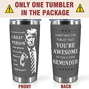 Birthday Gifts for Men Women, Thank You Appreciation Gifts, Sometimes You Forget You Are Awesome Gifts, Inspirational Birthday Gifts for Best Friends, Coworker, Boss, 20 Oz Tumbler, Grey