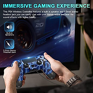 PS4 Controller Wireless Compatible with PS4/Slim/Pro/PC with Dual Vibration,Motion Sensor,Touch Pad,Headphone Jack