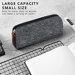 RIANCY Stationery Pencil Case Pouch Stylish Simple Small Pencil Bag Durable Compact Zipper for Office Art Cosmetics Storage Supplies (Black)
