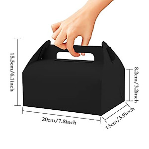 Lainrrew 30 Pcs Gable Candy Treat Boxes, Small Goodie Boxes Christmas Party Favor Boxes Kraft Paper Gift Box for Christmas Party Decorations Birthday Party Favors (Black)