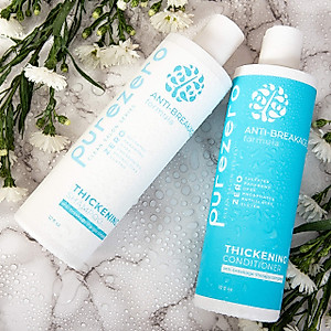 Purezero Anti-Breakage & Thickening Shampoo Conditioner set, For Hair Loss & Hair Thinning, With Biotin, Vitamin C, Caffeine and Saw Palmetto, 100% Vegan & Cruelty Free, Color Safe, 24 ounces