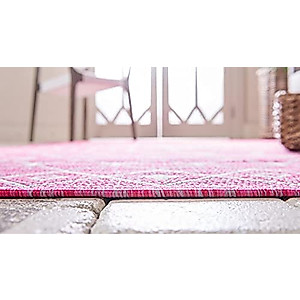 Unique Loom Outdoor Trellis Collection Area Rug - Tribal Trellis (4' 1" x 6' 1" Rectangle, Fuschia/ Gray)