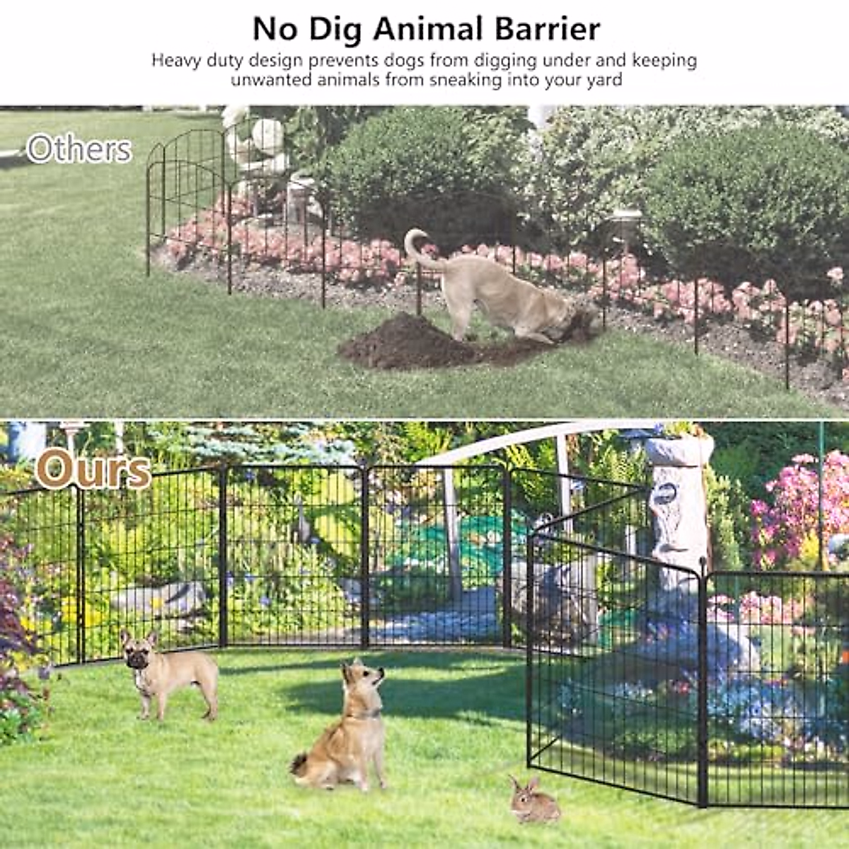 Decorative Garden Fence with Gate Fencing for Yard 40in(H) x 18ft(L) Metal Garden Fencing Temporary Camping Fence Outdoor Dog Playpen Garden Fence Animal Barrier Rustproof No Dig Garden Border