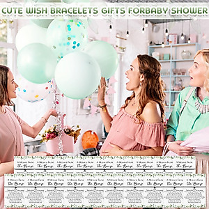 Thyle 50 Set Baby Shower Favors for Guests Adjustable Bracelets with Message from the Bump Card Footprints Charm Baby Shower Bracelets for Gender Reveal Thank You Gifts (Leaf)