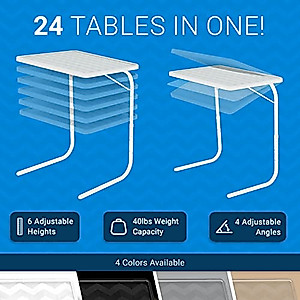 Table Mate XL TV Tray Table - Folding Couch Table Trays for Eating Snack Food, Stowaway Laptop Stand, Portable Bed Dinner Tray - Adjustable TV Table with 4 Set Angles, Black