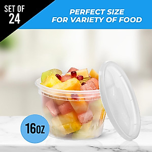 CONTAIN FRESH Deli Containers with Lids, Food Storage Containers with Lids 16 oz (16 oz - 48 Sets)