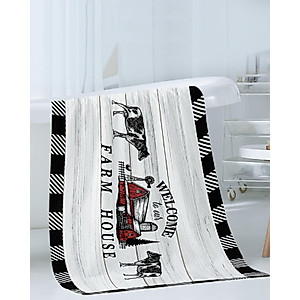 Farmhouse Barn Bathroom Towel Set,Microfiber Bath Kitchen Beach Hand Dish Towels Set,Quick Dry Luxury Soft Decorative Towels+Set Clearance Bulk Accessories Decor(3-PC) Rustic Rooster Wood Grain