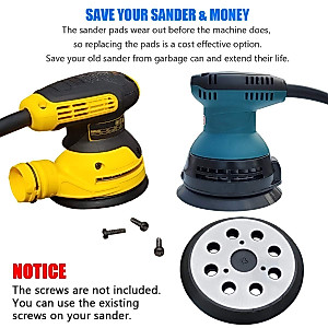 5 Inch Sander Replacement Pad with Metal Backing,Compatible with DeWalt OE# 151281-08,Fits DW421 DW423 DW4388 D26451 D26453 Porter Cable 343 382 Orbital Sander