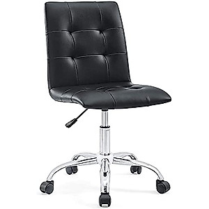 Modway Prim Ribbed Armless Mid Back Swivel Conference Office Chair In Black