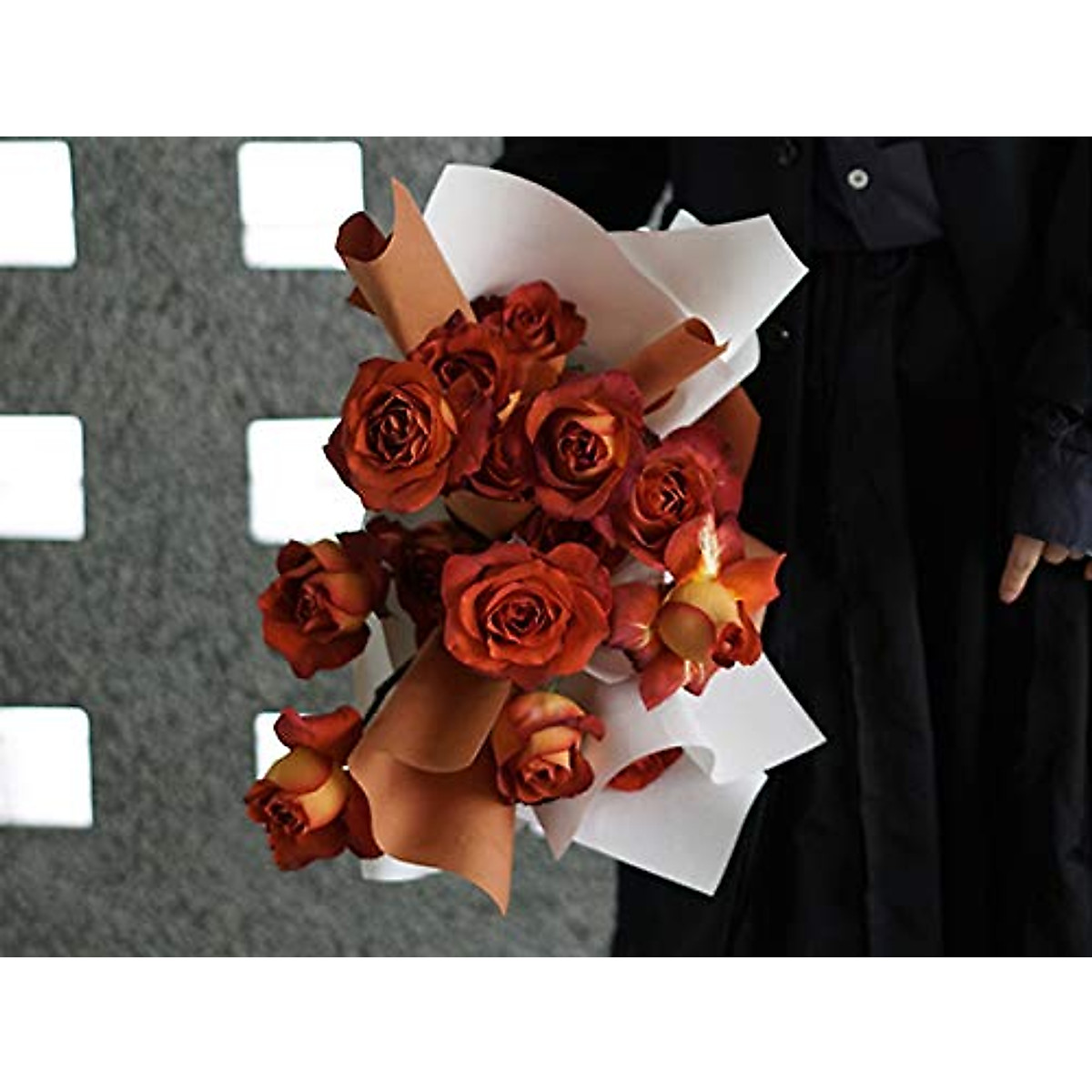 BBJ WRAPS Korean Style Waterproof Floral Wrapping Paper Single Color Bouquet Wrapping Paper Roll for Flowers, 22.8 Inch x 8 Yard, 1 Roll (White)