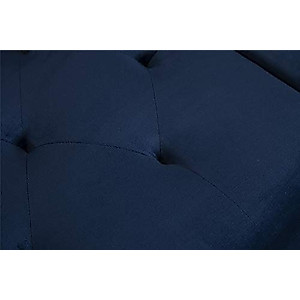 SIU Sectional Convertible Futon Sofa Bed,Mid-Century Button Tufted Sofa 2 Pillows,Reversible Chaise,L Shape Sectional Couch Sleeper Velvet Sleeper Sofa for Living Room Furniture (Navy Blue)
