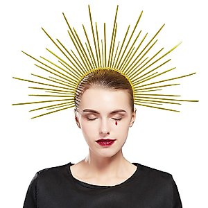 Fantherin Women's Goddess Halo Crown Headband - Zip Tie Spiked Angel Headpiece Headdress for Cosplay Halloween Costume Party (Gold)