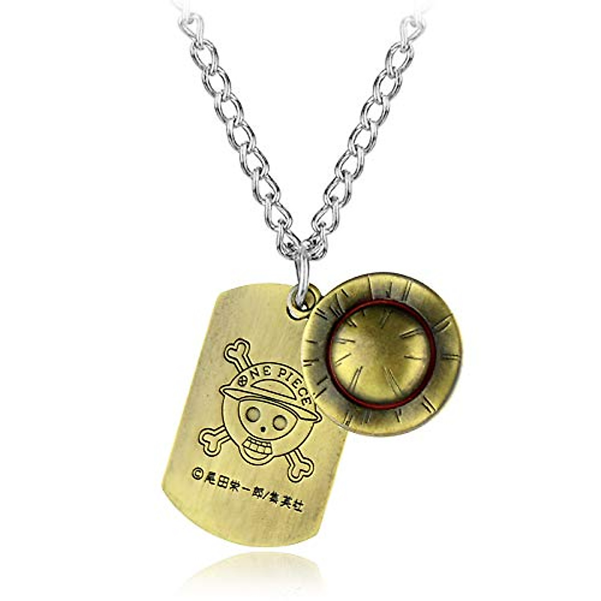 MEETCUTE Anime One Piece Luffy Skeleton The Straw Hat Pirates Rope Chain Pendant Necklace Cap Cosplay for Boys Men