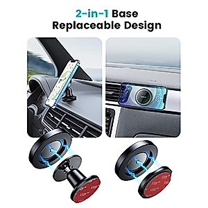 OQTIQ Compatible for MagSafe Car Mount, [Metal Body] Dashboard Phone Holder, [ Strong Magnets] Cell Phone Car Holder Compatible with Magsafe iPhone 14 13 Pro Max and All Phones