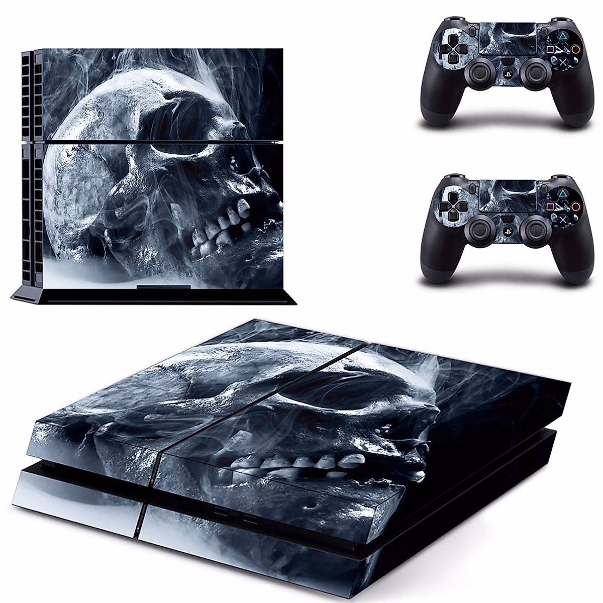 Adventure Games - Skull, White Frozen - Vinyl Console Skin Decal Sticker + 2 Controller Skins Set - Compatible with PlayStation PS4 ORIGINAL gaming console systems
