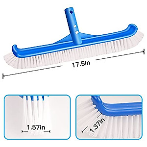 TidyMister Pool Brushes for Cleaning Pool Walls Strong Pool Brush Head for Inground & Above Ground Pools 90 Degrees 17.5'' Pool Scrub Brush for Corners, Curves,Steps,Ladders,Professional Pool Cleaner
