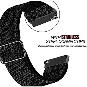 Olytop Elastic Bands for Galaxy Watch 4/5 Band 44mm 40mm/Galaxy Watch 4 Classic Bands 46mm 42mm Women Men, 20mm Stretch Wristband Strap for Samsung Galaxy Active 2 40mm 44mm/Watch3 41mm (Wave Black)