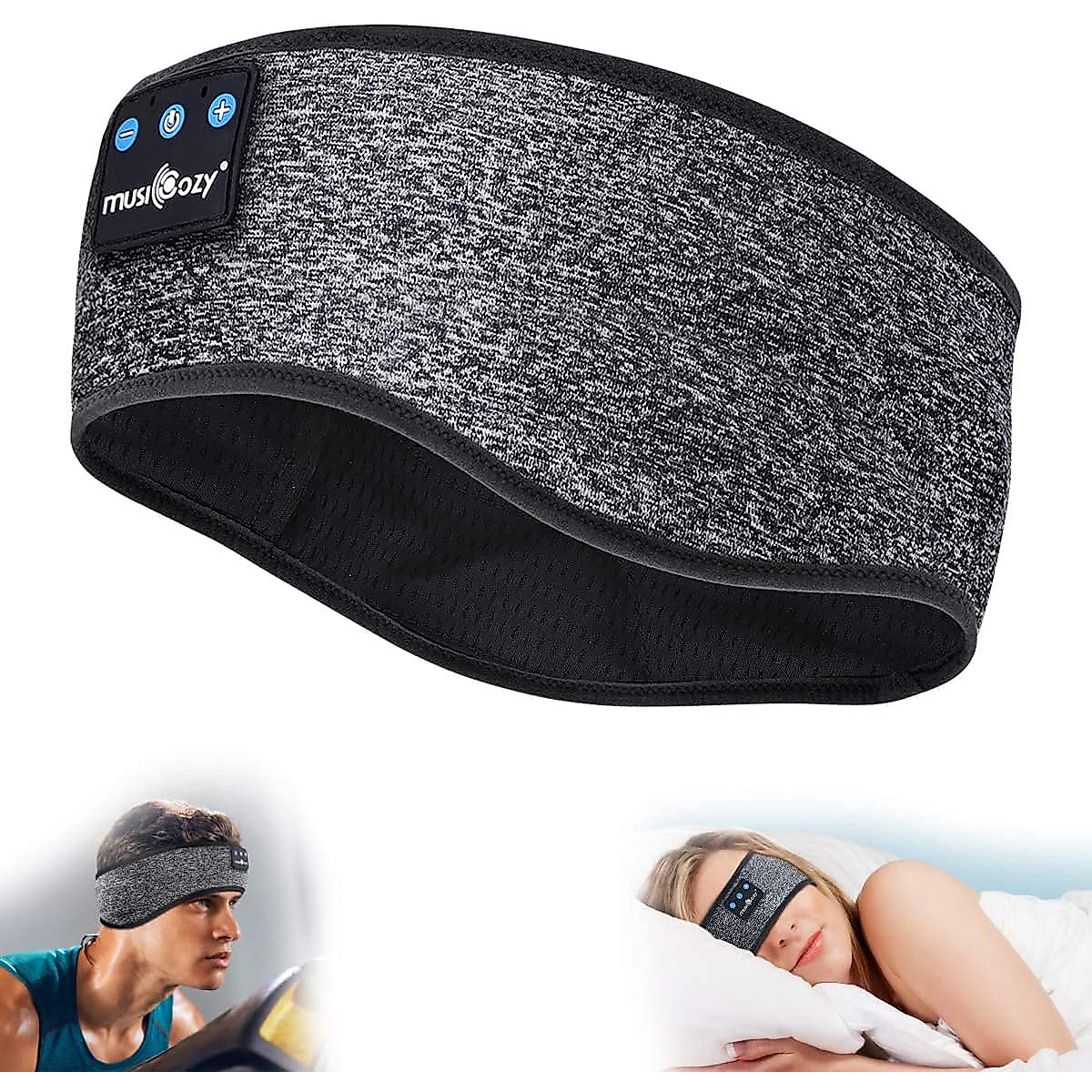 MUSICOZY Sleep Headphones, Bluetooth Headband Unique Gifts for Men Women, Ultra Soft Sleeping Headphones Wireless Music Headband Headphones for Yoga Sports Side Sleep Cool Tech Gadgets Gifts, 2 Packs