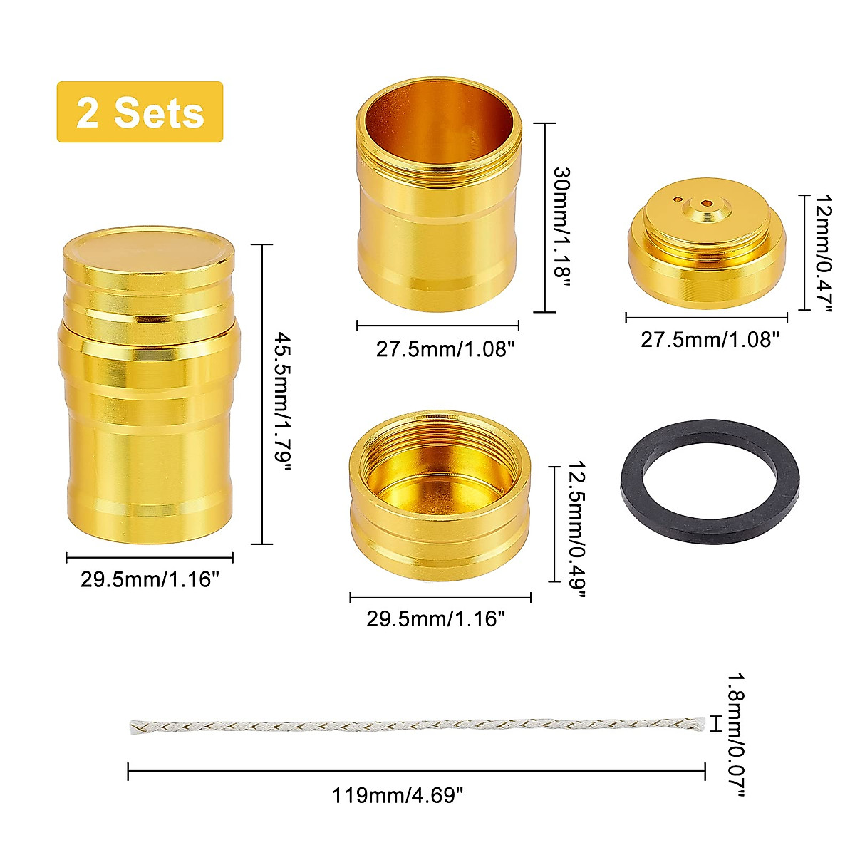 CHGCRAFT 2 Sets Portable Metal Mini Alcohol Burner Lamp Aluminum Alloy Alcohol Stove with Cotton Cord for Household Outdoor Camping Picnic Tea Coffee Making Science Experiments