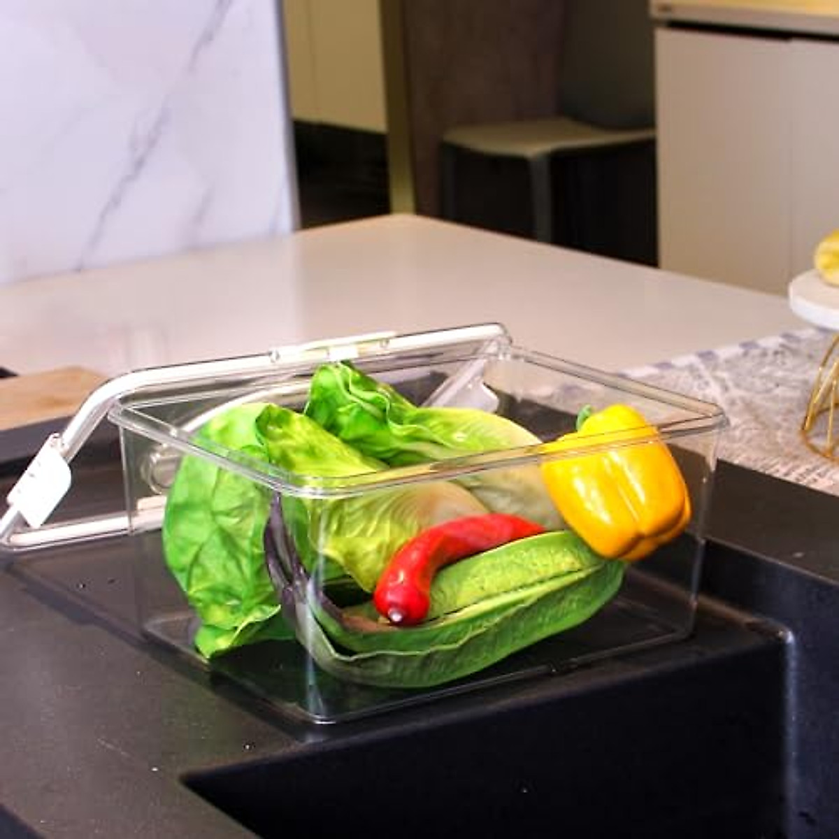 Fruit Storage Containers for Fridge with Lid: Produce Food Fresh-Keeping Colanders with Handles, Refrigerator Organizer Corn Pepper Berry Vegetable Veggies Fruits Saver with 4 Compartments Storage