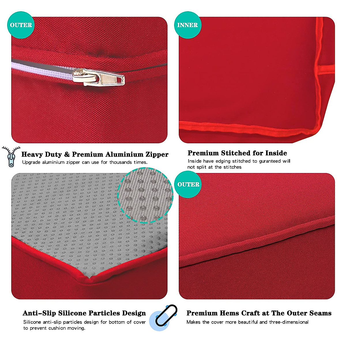 ClawsCover 11Pack Outdoor Seat and Back Cushions Replacement Covers Fit for 5-Seater 6Pieces Wicker Rattan Patio Furniture Conversation Set Sectional Couch Chairs,Red-Included Cover Only