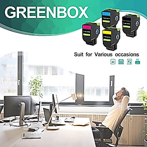 GREENBOX Remanufactured Toner Cartridge Replacement for Lexmark 71B0010 71B10K0 71B10C0 71B10M0 71B10Y0 3,000 Pages High Yield for Lexmark CS317 CS417 CS317dn CX317dn CS417dn CX417de CX317 (4 Packs)