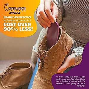 Samurai Insoles Ninjas Plantar Fasciitis Relief Arch Support Shoe Insoles, Women 8 to 8.5, Men 6 to 6.5, Purple