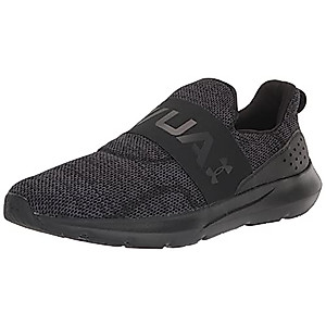 Under Armour Men's Surge 3 Slip On Running Shoe, (002) Black/Black/Black, 12