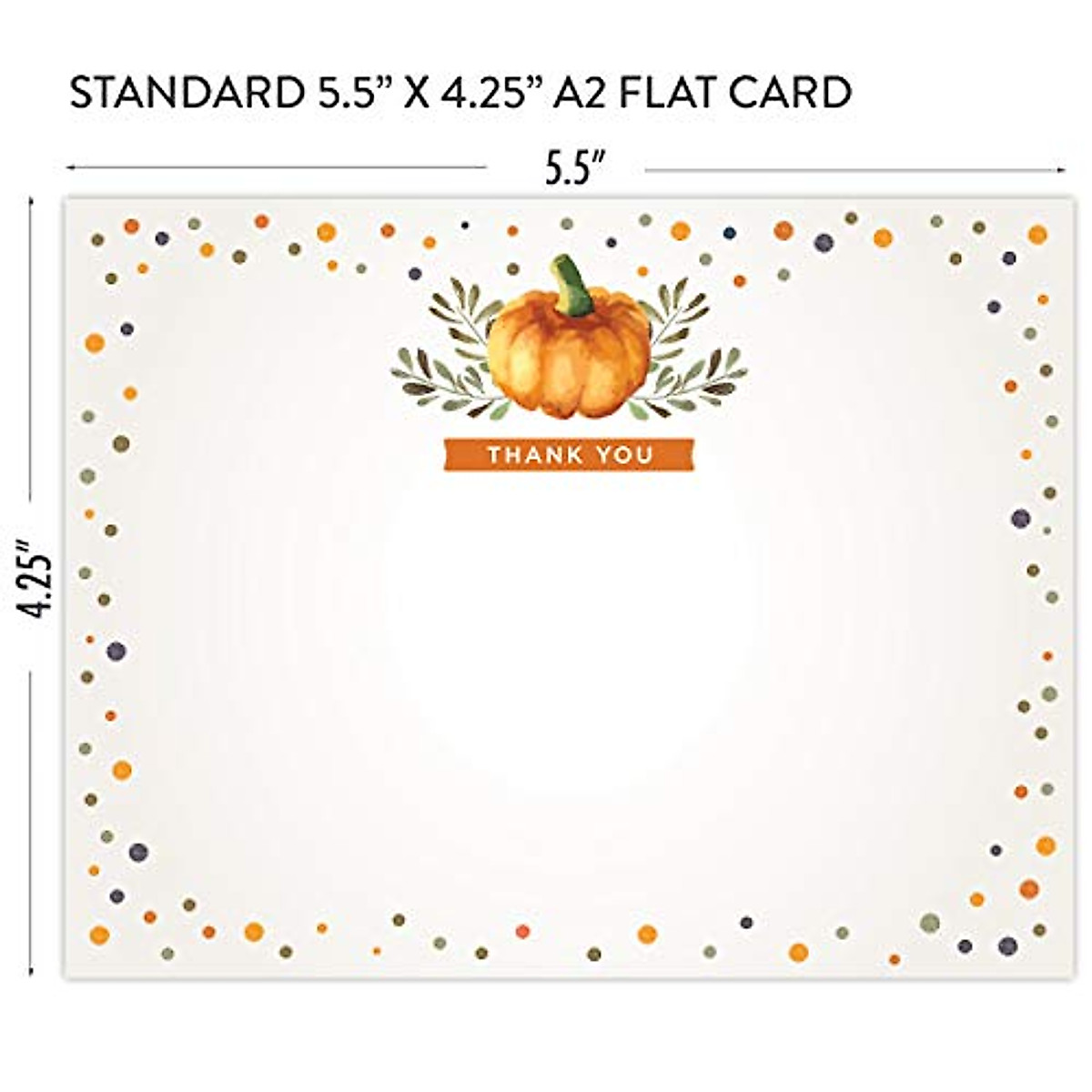 Koko Paper Co Fall Thank You Cards | 25 Flat Note Cards and Envelopes | Printed on Heavy Card Stock.