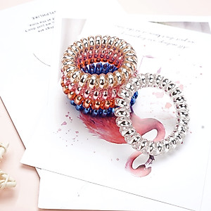 DealEachDay 32Pcs Spiral Hair Ties,No Crease Coil Hair Ties,Phone Cord Hair Elastics Coils,Candy Colors Spiral Bracelets Ponytail Holders Hair Accessories for Women Girls