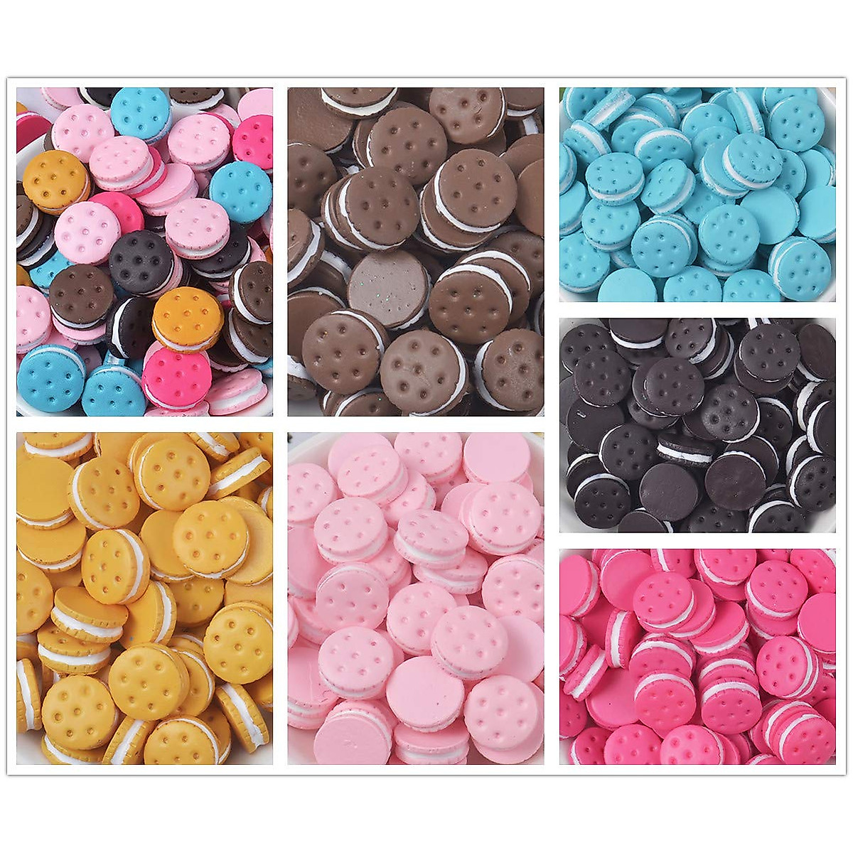 Ximkee Assorted 30Pcs Cute Slime Charms Beads Cookies Donut Macaron Dessert Resin Charms Slices Flatback Buttons for Jewelry Making Handicraft Accessories Scrapbooking Phone Case Decor (binggan)