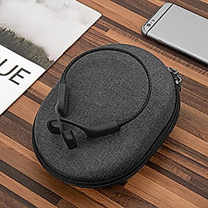 Geekria Shield Headphones Case Compatible with AfterShokz Shokz OpenRun Mini, Air, OpenRun Pro, OpenRun, OpenComm, OpenMove Case, Replacement Hard Shell Travel Carrying Bag with Cable Storage