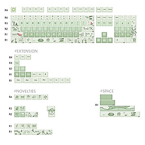 Cmokifuly Frog Cute Keycaps MDA Profile Custom PBT Green Keycap for Mechanical Keyboard,148 Keys Dye-Sub Cute Keycaps (Green Frog)