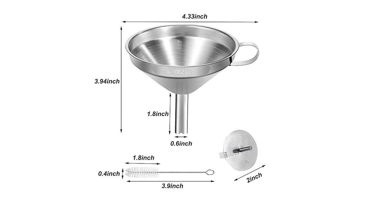 Stainless Steel Kitchen Funnel - Durable 4.3-Inch Food Grade Funnel