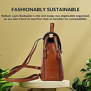 ROFOZZI Layla Small Backpack Purse for Women - 11-inch Tablet Backpack - Top Handle 3-Compartment Fashion Backpack - Water-Resistant Easy to Care Vegan Leather Bag Pack - Gift for Birthday, Christmas