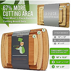 Wood Bamboo Cutting Board – Set of 3 and Medium-Large Wood Cutting Board : 14.5 x 11.5 Inches
