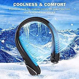 VEAHOOT Bladeless Neck Fan, Hands Free Battery Operated Fans Rechargeable,5000mAh Personal Portable Fan with 360° Cooling,3 Speeds Travel Sports Fan for Outdoor&Indoor(Black)