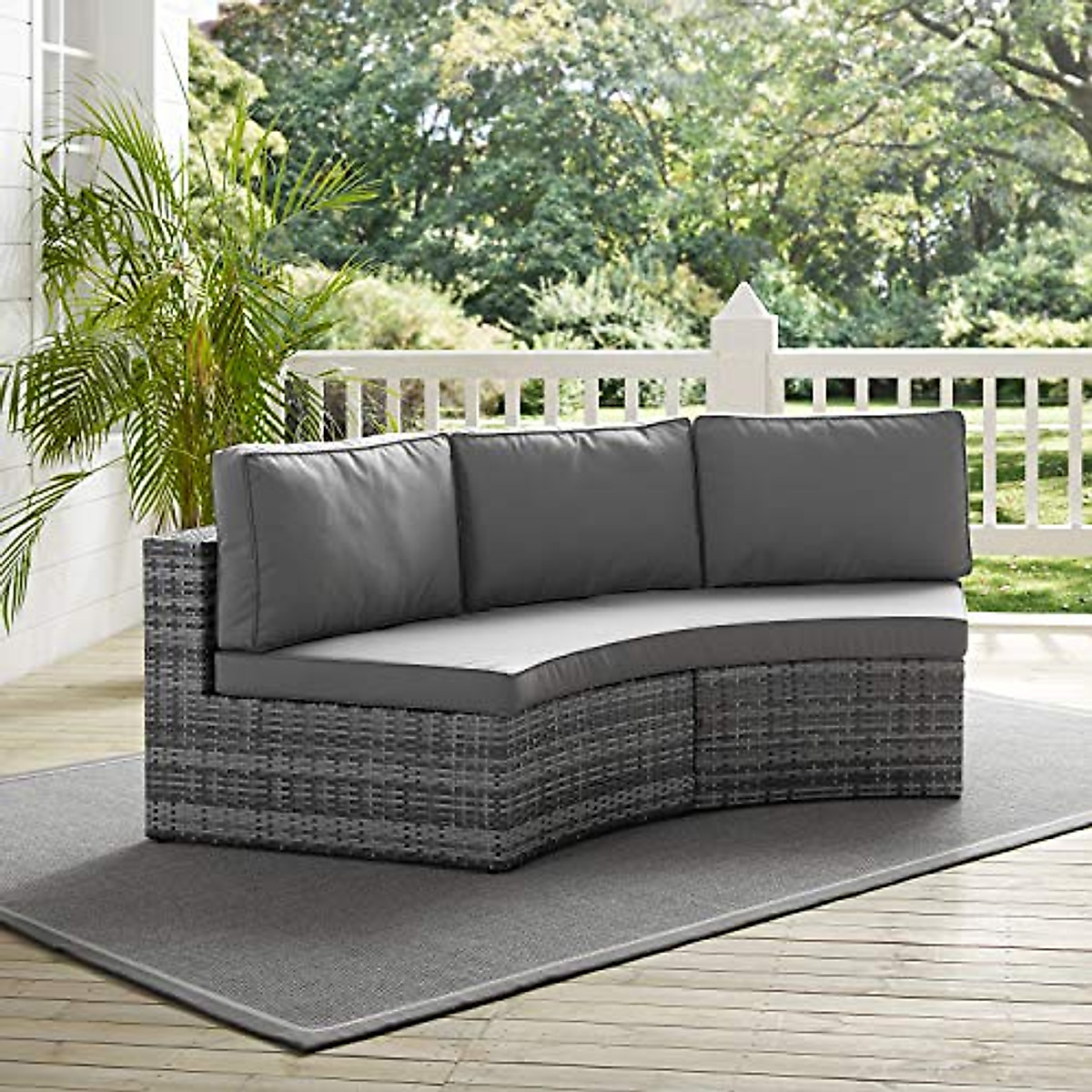 Crosley Furniture CO7120-GY Catalina Outdoor Wicker Round Sectional Sofa, Gray