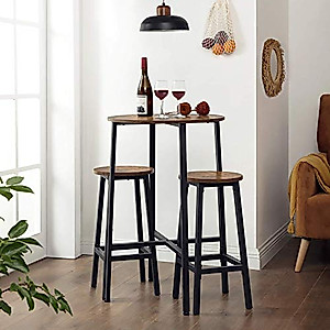 VASAGLE Bar Stools, Set of 2 Bar Chairs, Steel Frame, 25.6 Inch Tall, for Kitchen Dining, Easy Assembly, Industrial Design, Rustic Brown and Black ULBC32X