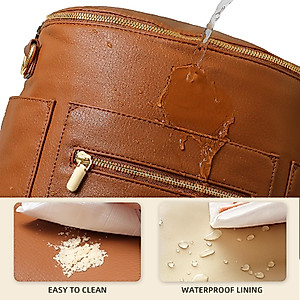 miss fong Small Diaper Bag Mini Diaper Bag, Leather Diaper Bag Backpack Mini Backpack with 14 Pockets Insulated Pockets & Shoulder Strap