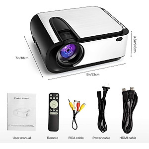 Mini Projector,Patviti Portable Projector with 8000 Lumen and Full HD 1080P for Multimedia Home Theater Video Projector,Compatible USB, VGA, AV, Smartphone, Pad, TV Box, Laptop