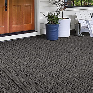 VANCASTLE 9PCS Wood Plastic Composite Interlocking Deck Tiles 11.8"x11.8", Patio Flooring Outdoor Waterproof All Weather Use, Wood Flooring for Patio Garden Poolside Front/Back Yard, Dark Grey
