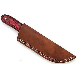 Wild Turkey Handmade Full Tang Real File Hunting Knife w/Leather Sheath Outdoors Hunting Camping Fishing Outdoors (SM-25)