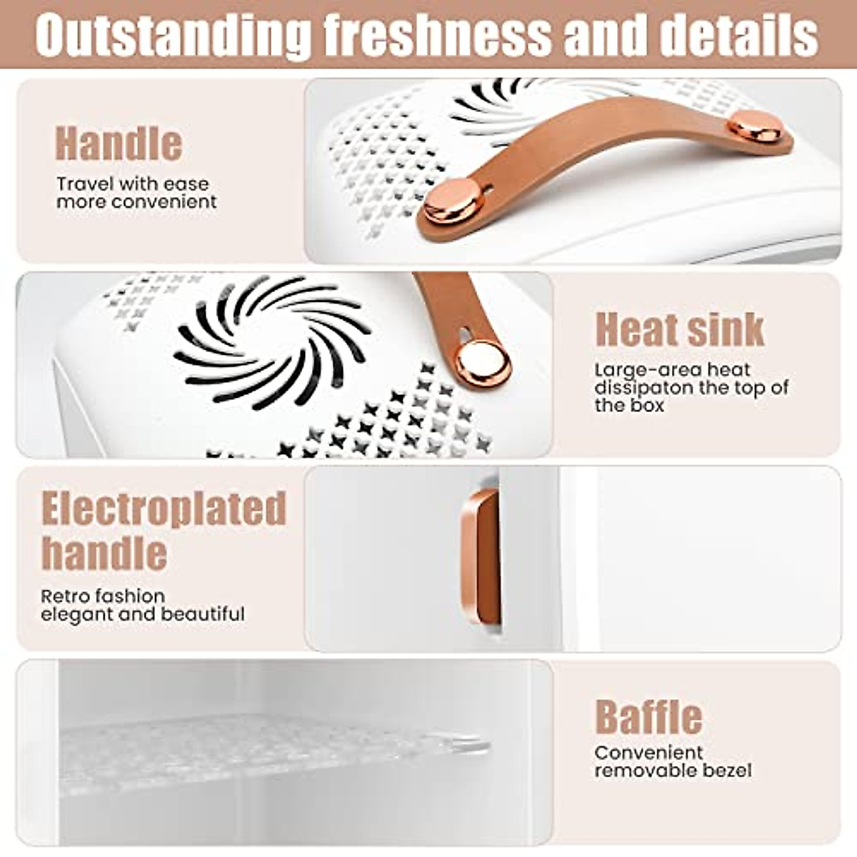 KFO Portable Mirrored Beauty Fridge With LED Lighting,6 Liter Portable Mini Fridge for Makeup, 4 Liter/6 Can 3 LED Mirror Light Mode,for Makeup Storag