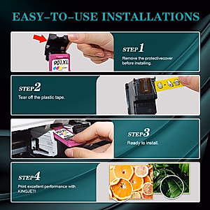 Kingjet Remanufactured Ink Cartridge Replacement for 901 XL 901XL Work for Officejet 4500 J4500 J4524 J4540 J4550 J4580 J4624 J4640 J4660 J4680 J4680C Printer, 2 Pack (1 Black, 1 Color)