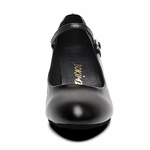 Womens Black Latin Salsa Character Shoes Ballroom Dance Heels Prom Wedding Shoes Dress Pump (8 / Black)