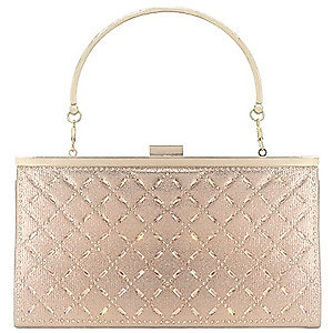 Metal Top-Handle Women Evening Clutch Purse Bag Crystal Rhinestone Handbags Champaign Medium
